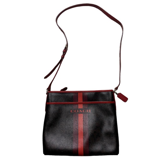 Coach | Bags | Coach Womens Red Brown Logo Square Crossbody Purse ...
